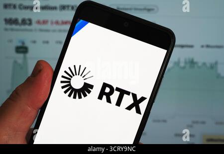 In this photo illustration, the RTX Corporation, formerly Raytheon ...