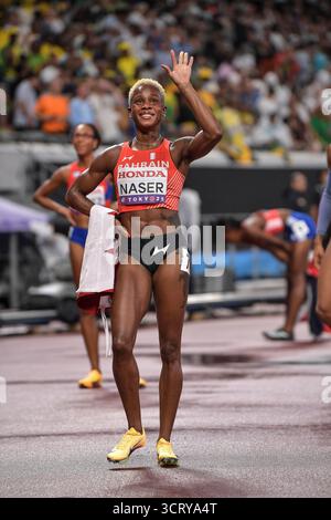 Salwa Eid Naser running the 400m at the 2019 World Athletics ...
