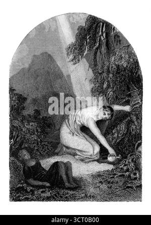 Illustration of Hagar in the Wilderness after laying her dying son ...