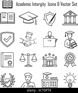 Academic integrity concept with honesty, ethics, plagiarism prevention ...