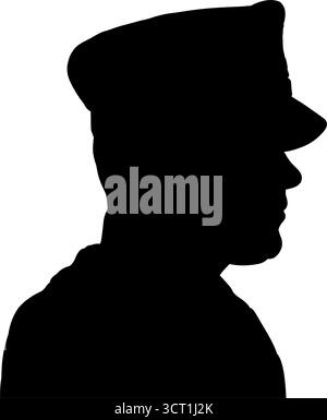 male officer profile silhouette vector illustration Stock Vector Image ...
