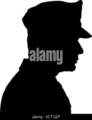 male officer profile silhouette vector illustration Stock Vector Image ...