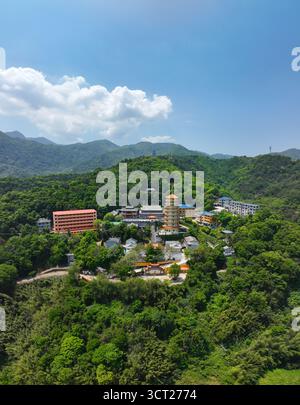 Aerial photography of Mingzhu Temple in Boluo Xiangtou Mountain Nature ...