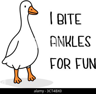 Funny goose line icon concept. Funny goose flat vector symbol, sign ...