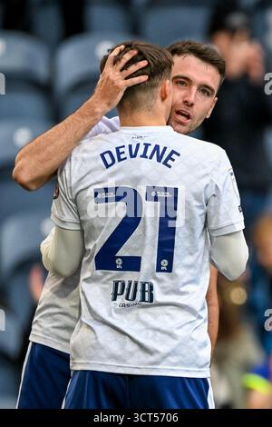 Alfie Devine of Preston North End claps fans during the Sky Bet ...