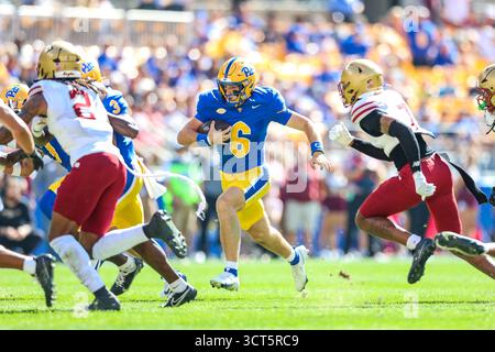 Pittsburgh quarterback Mason Heintschel (6) during the Military Bowl ...