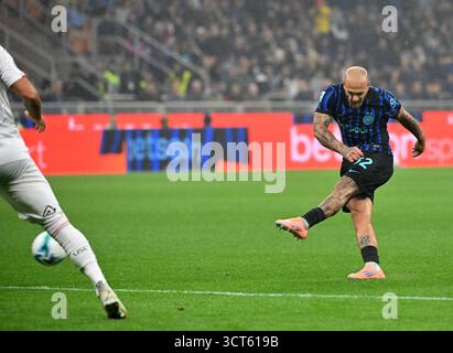 Inter Milan’s Federico Dimarco scores 0-1 during the Serie A soccer ...