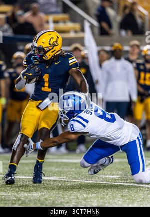California running back Kendrick Raphael (1) is tackled by SMU safety ...