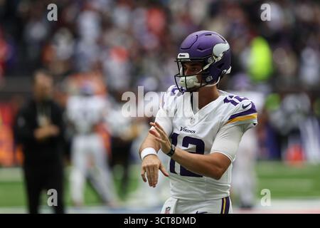 Minnesota Vikings quarterback Max Brosmer (12) throws a pass during the ...