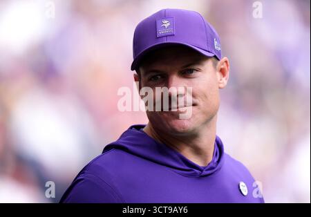 Minnesota Vikings head coach Kevin O'Connell talks to reporters during ...