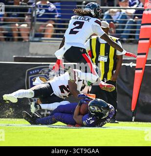 Baltimore Ravens running back Keaton Mitchell (34) looks on during pre ...