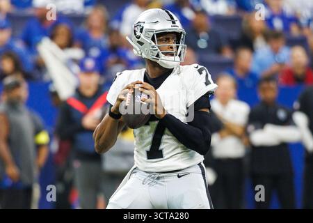 Las Vegas Raiders quarterback Geno Smith (7) throws against the the ...