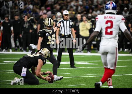 New Orleans Saints kicker Blake Grupe (19) warms up prior to an NFL ...