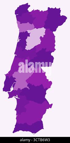 Map of Portugal with regions. A simple country border map with regional ...