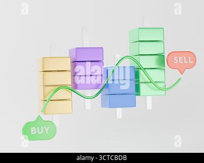 3D Stock Exchange Financial Business Chart symbol in an aquarium ...