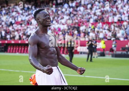 Akor Adams of Sevilla FC celebrates a goal 2-1 during the Spanish ...