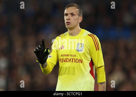 Marco Bizot of Aston Villa during the Premier League match between West ...