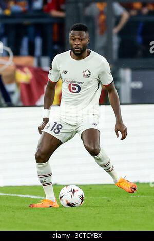 Lille's Chancel Mbemba controls the ball during the Europa League ...