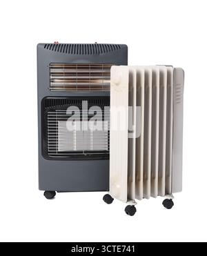 Different types of electric heaters isolated on white Stock Photo - Alamy