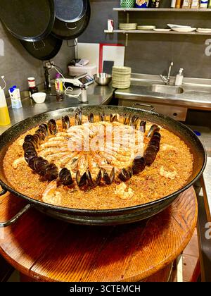 Barcelona paella cooking class, seafood for the paella being cooked ...