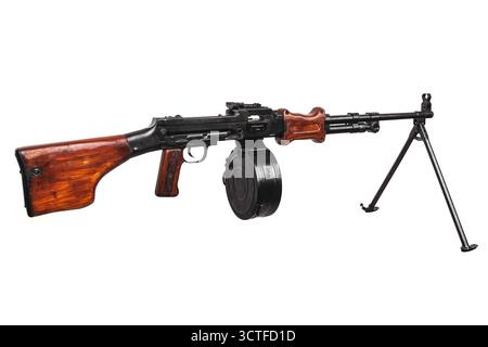 An authentic Soviet-era RPD light machine gun with a drum magazine and ...