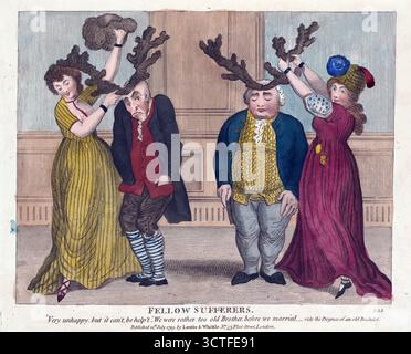 A humorous cartoon print coloured engraving of Sir Richard worse than ...