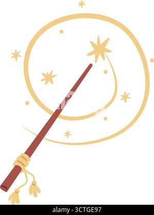Magic wand with wizard spell sparkle light vector. Magician fairy ...