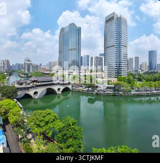 Aerial photography of Jiuyan Bridge, Anshun Corridor Bridge, Hejiang ...