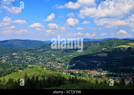 Landscape in Silesian Beskids (Beskid Slaski) in Poland. Mountain ...