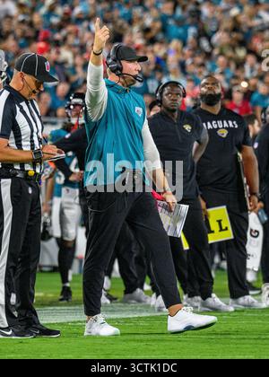 Jacksonville Jaguars head coach Liam Coen speaks during a news ...