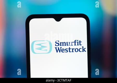 In this photo illustration, the Smurfit Westrock company logo is seen ...