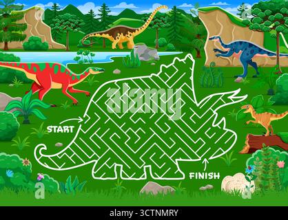 Maze game for kids. Help dinosaur to get to the green egg. Worksheet ...