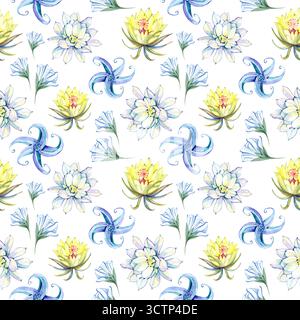 Watercolor seamless pattern. Hand painted texture with various ...