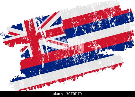 Hawaii state flag with grunge effect - vector illustration Stock Vector ...