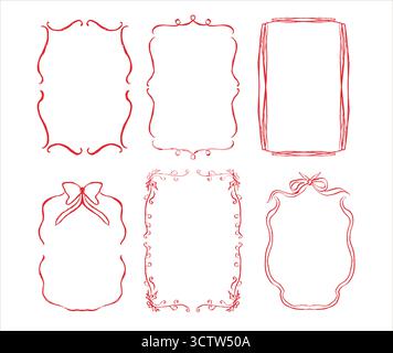 Red Bow doodle style. Hand drawn Trendy flat style cartoon isolated ...