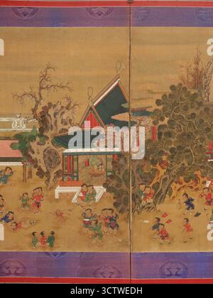 This genre painting from the late Joseon period depicts women in the ...