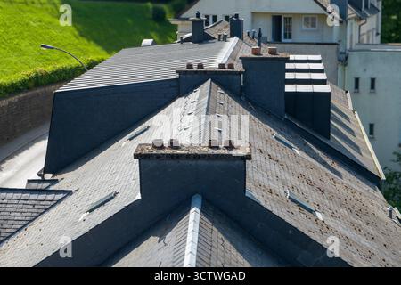 Old rooftop background - typical European architecture texture. Orange ...