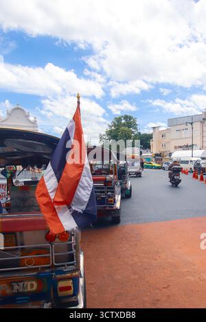 A vertical shot of auto-rickshaws in the streets of Peru Stock Photo ...