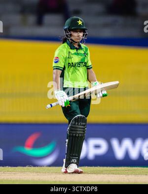 Fatima Sana of Pakistan bats during the ICC Women's T20 World Cup match ...