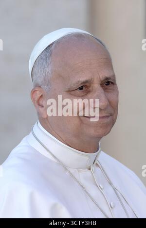 Pope Leo XIV leaves at the end of his weekly general audience in St ...