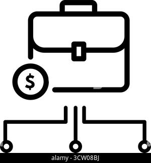 Briefcase money icon outline vector. Market finance. Investment fund ...