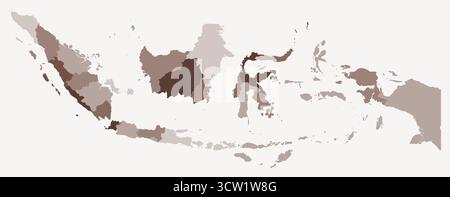 Map of Indonesia with regions. Just a simple country border map with ...