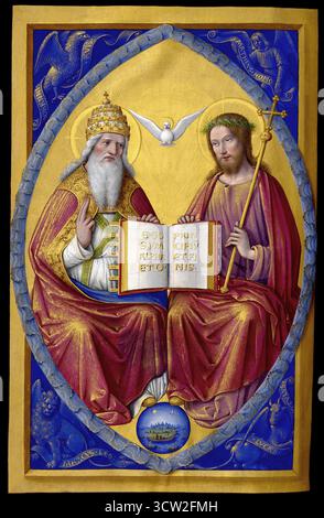 The miniature of The Holy Trinity from the Grandes Heures of Anne of ...