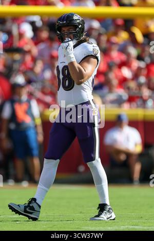 Baltimore Ravens tight end Charlie Kolar (88) looks on during pre-game ...