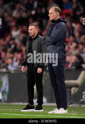England manager Thomas Tuchel (left) with Declan Rice (right) during a ...