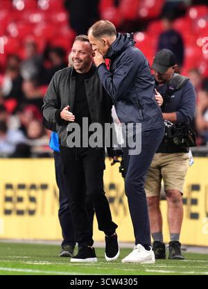 England manager Thomas Tuchel (left) with Declan Rice (right) during a ...
