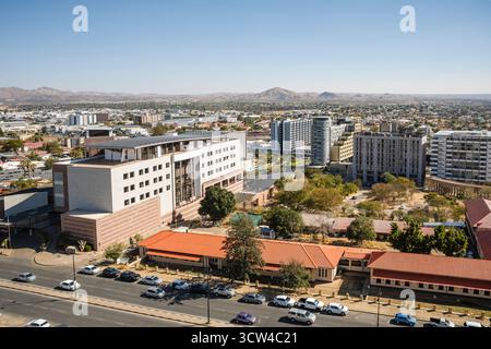 Modern downtown Windhoek, Namibia, with tall contemporary buildings ...