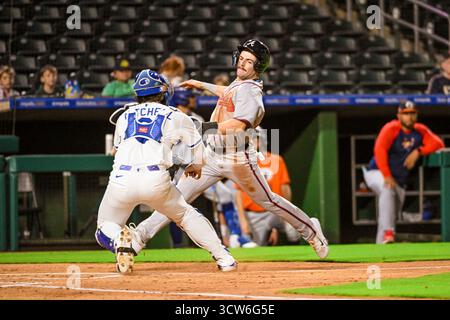 Glendale Desert Dogs left fielder Caden Connor (20) grounds out in the ...