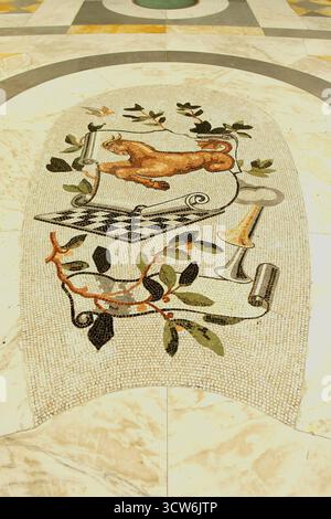 Naples,Italy, The mosaic art with zodiac sign of lion at Galleria ...