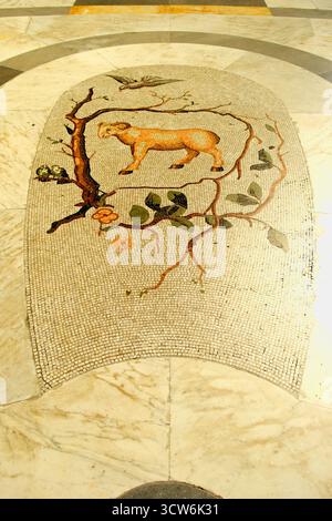 The Aries zodiac sign in mosaics on the floor of the Gallery Umberto 1 ...